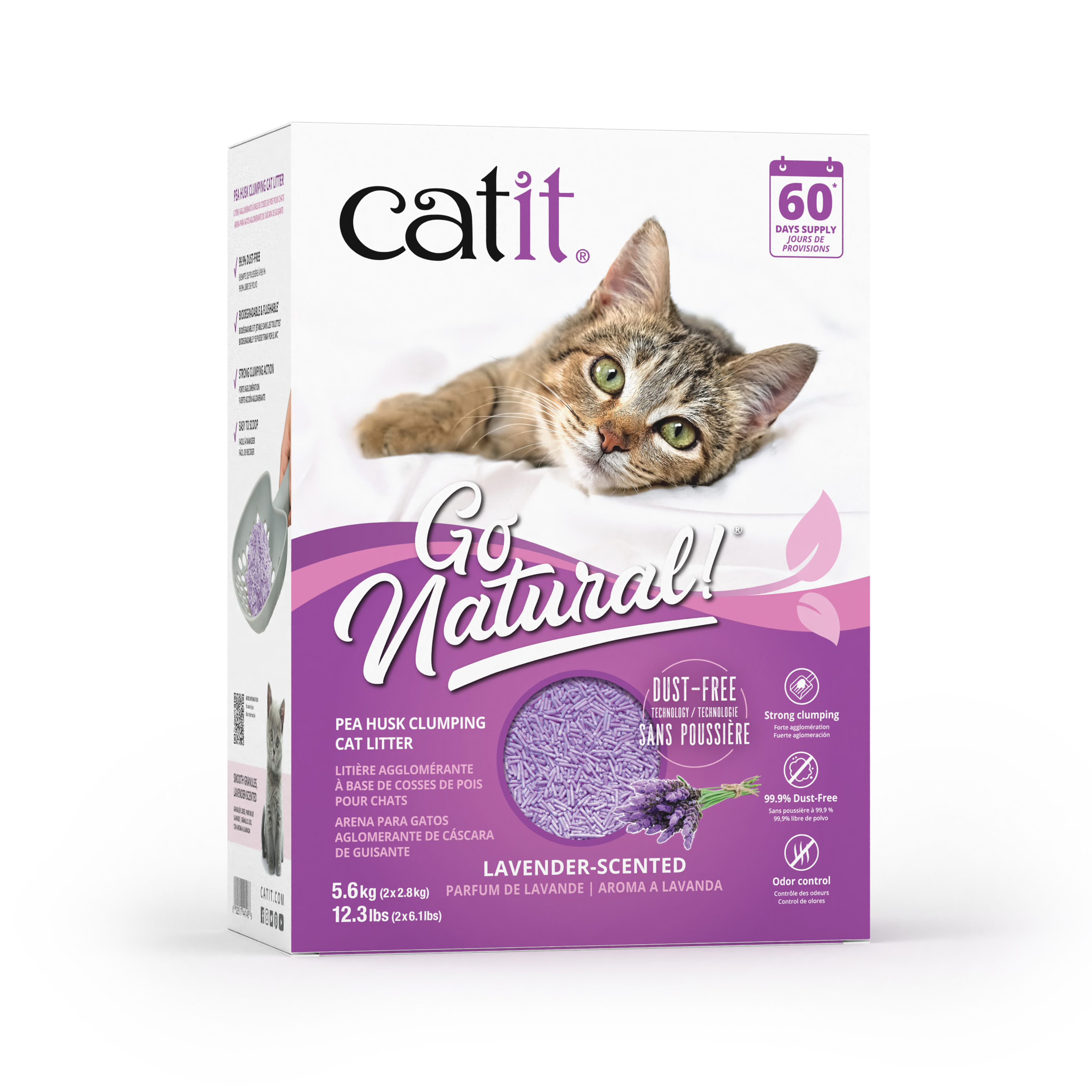 Catit Go Natural Pea Husk Clumping Cat Litter Lavender Scented ...