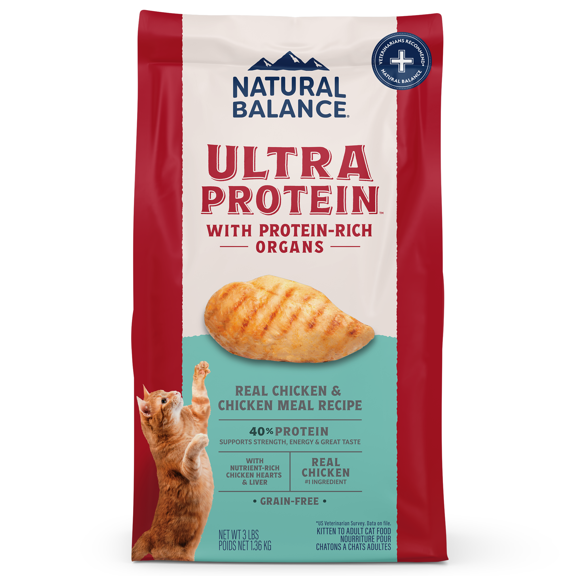 Natural Balance Ultra Protein Dry Cat Food, Real Chicken & Chicken Meal ...